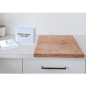 Metal Dishwasher Detergent Pods Containers -White Dish Washer Tablets with Lid for Kitchen Decor and Accessories