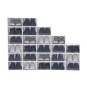 TouSuaRSi 24Pcs Plastic Shoe Boxes Clear Stackable Box Storage with Lids Clear Shoe Boxes Stackable Shoe Containers with Snap-Tight Clasp Design and Ventilation Holes for Home (Qty : 24Pcs)