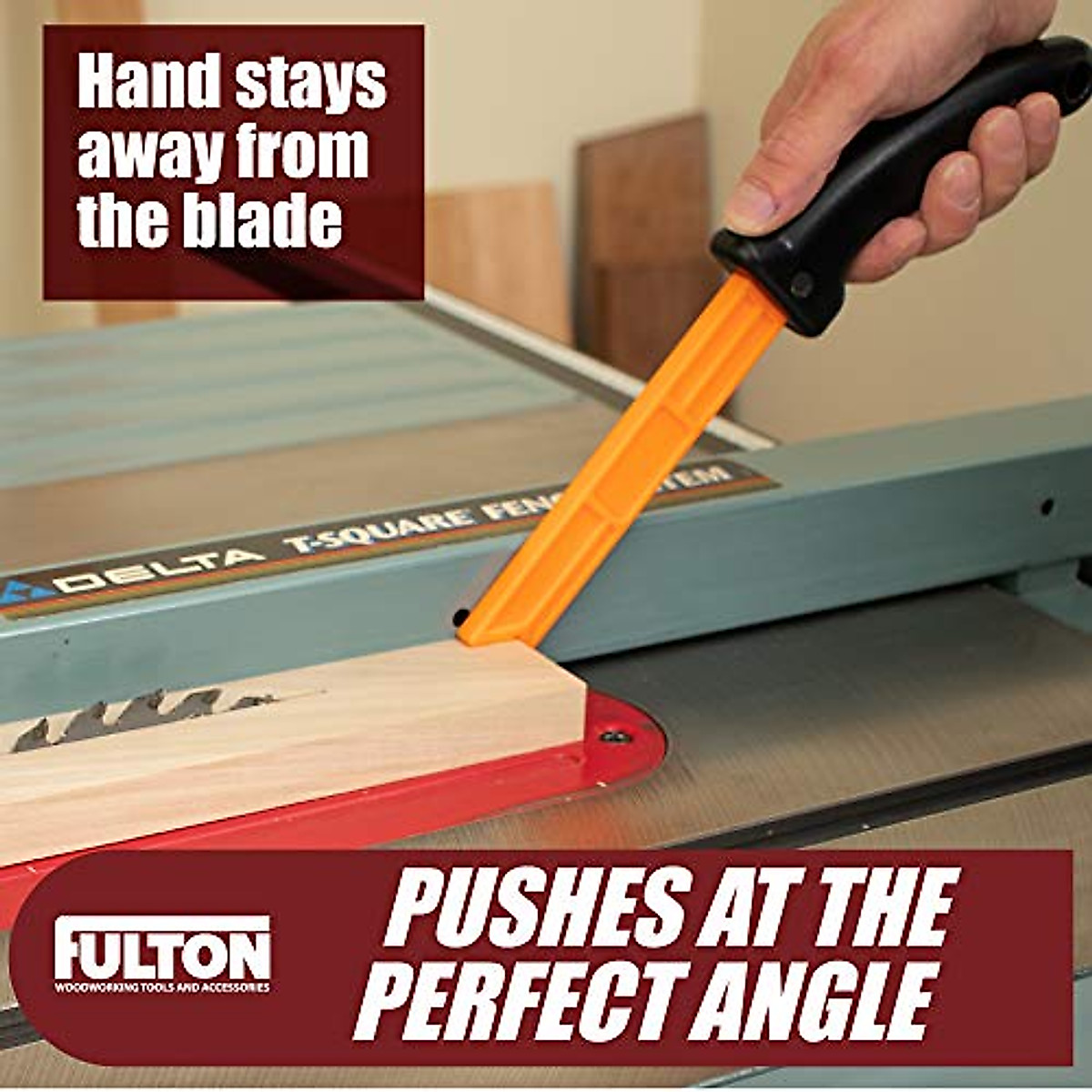 Safety Woodworking Push Stick 2 Pack, Each Has a Contoured Handle Embedded with Two Rare Earth Magnets, Ideal for Pushing Stock Through on Table Saws, Router Tables, Shapers and Jointers
