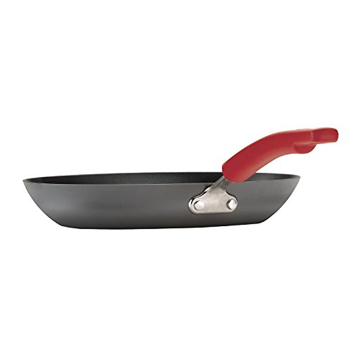 Rachael Ray Brights Hard Anodized Nonstick Frying Pan / Fry Pan / Hard Anodized Skillet - 12.5 Inch, Gray with Red Handles