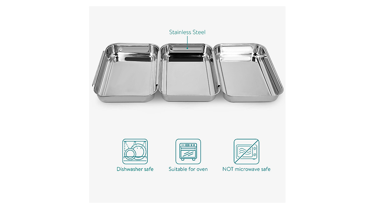 Navaris Breading Trays Set - 3 Stainless Steel Pans for Perfect Breading