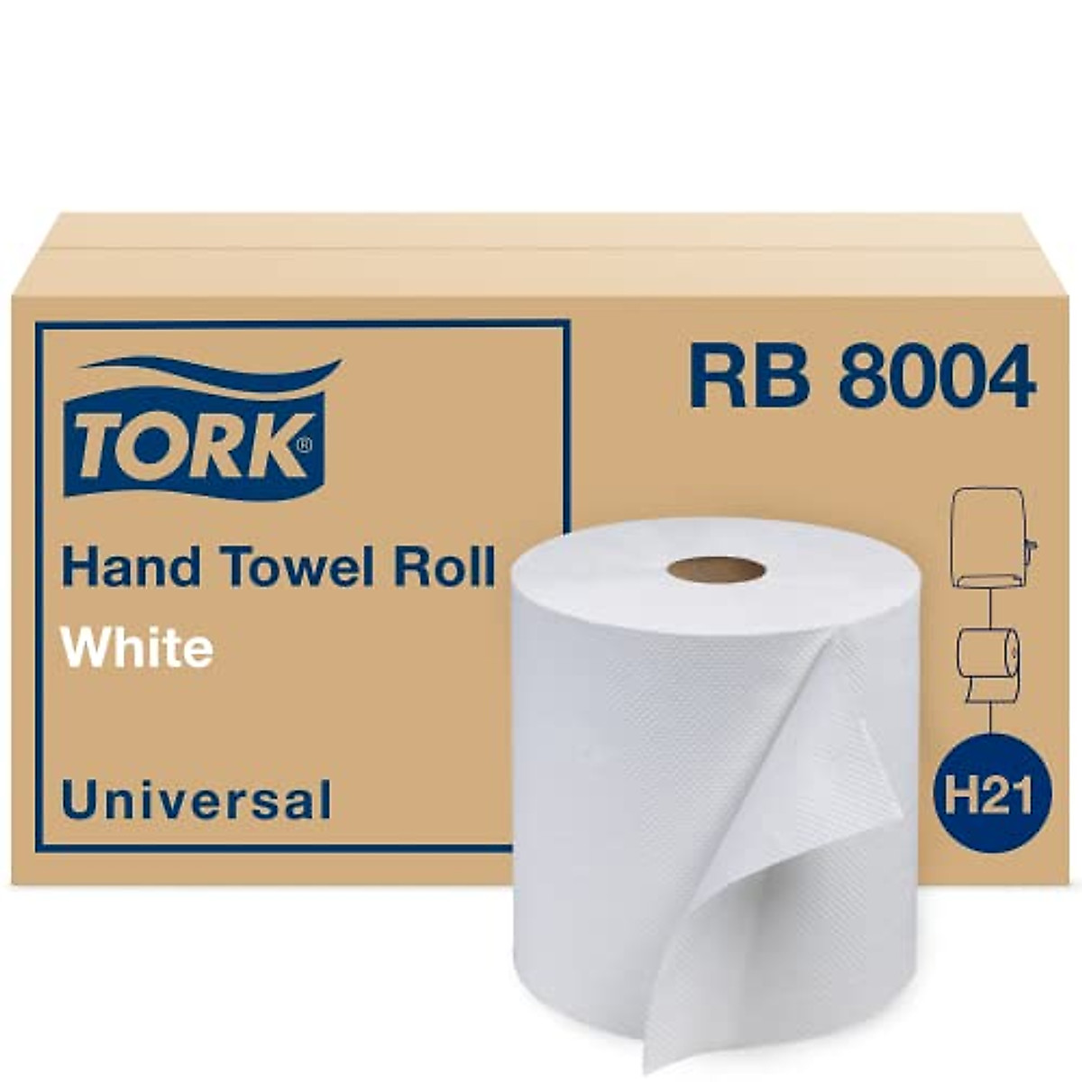 Tork Paper Hand Towel Roll White H21, Universal, 100% Recycled Fiber, 6 Rolls x 800 ft, RB8004