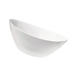YARDWE White Pasta Serving Bowls Boat Shaped Bowl Toughened Glass Salad Bowl Heat Resistance Soup Bowl Small Side Dishes for Dessert Ice Cream