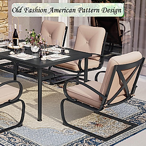 MFSTUDIO 2PCS Patio Bistro Dining Spring Motion Chairs Outdoor Furniture for Backyard, Garden with Removable Cushion Seat, Metal Frame, Beige