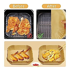 Square Mini Air Fryer Liners for 2qt Air Fryer, 100 Pcs Non-Stick Air Fryer Parchment Paper Pads Air Fryer Liners
