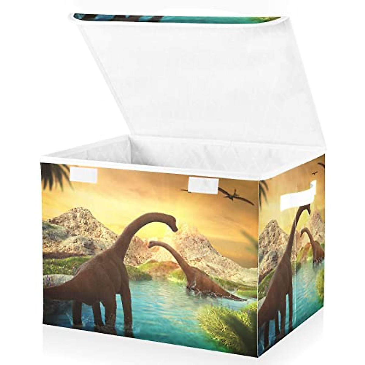 innewgogo Dinosaurs Storage Bins with Lids for Organizing Dust-proof Storage Bins with Handles Oxford Cloth Storage Cube Box for Living Room