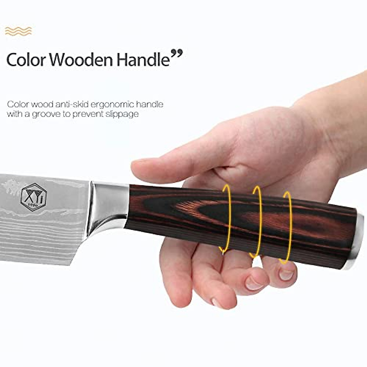 XYJ Stainless Steel Kitchen Knives Set 8 Piece Chef Knife Set with Carry Case Bag & Sheath Well Balance Ergonomic Handle