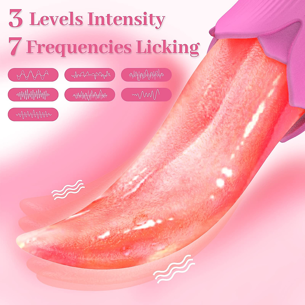 Clitoral Licking Tongue Vibrator, Vbrating Rose Sex Toy for Women, Clit & Nipple Stimulator with 10 Vibration, Female Adult Sex Toys, Dildo Realistic Soft Tongue: Pat, Lick