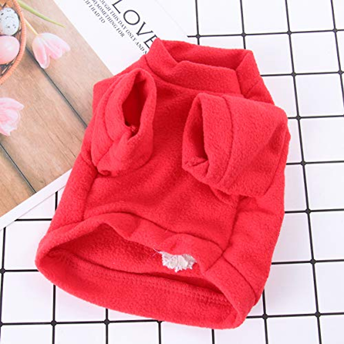 Amosfun Outfits Maltese Home for Hoodie Medium Dogs Pug Vest Outfit Clothes Poodle Outfits, Pugsize Kitten Winter Apparel Doggie Fleece Supplies Xs Hooded Warm Clothing Puppy Pet Coat-xs