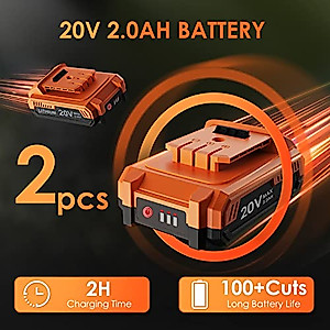 Cordless Mini Chainsaw, DINSHARE 6 Inch 20V Small Chainsaw with 2Pcs 2000mAh Batteries and Charger, Safety Lock, Lightweight One-Hand Handheld Chainsaw for Gardening Tree Branch Trimming Wood Cutting