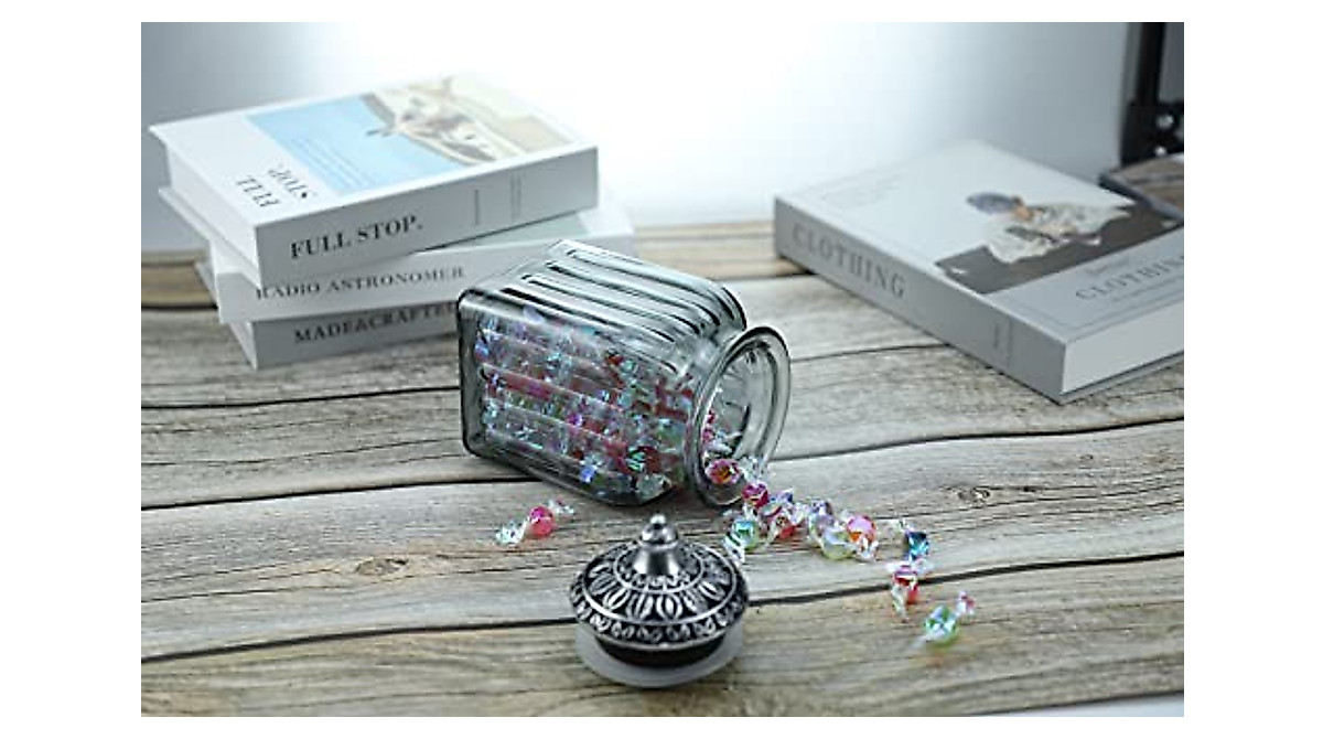 SOCOSY Vintage Glass Candy Jar - 30 oz Elegant Storage