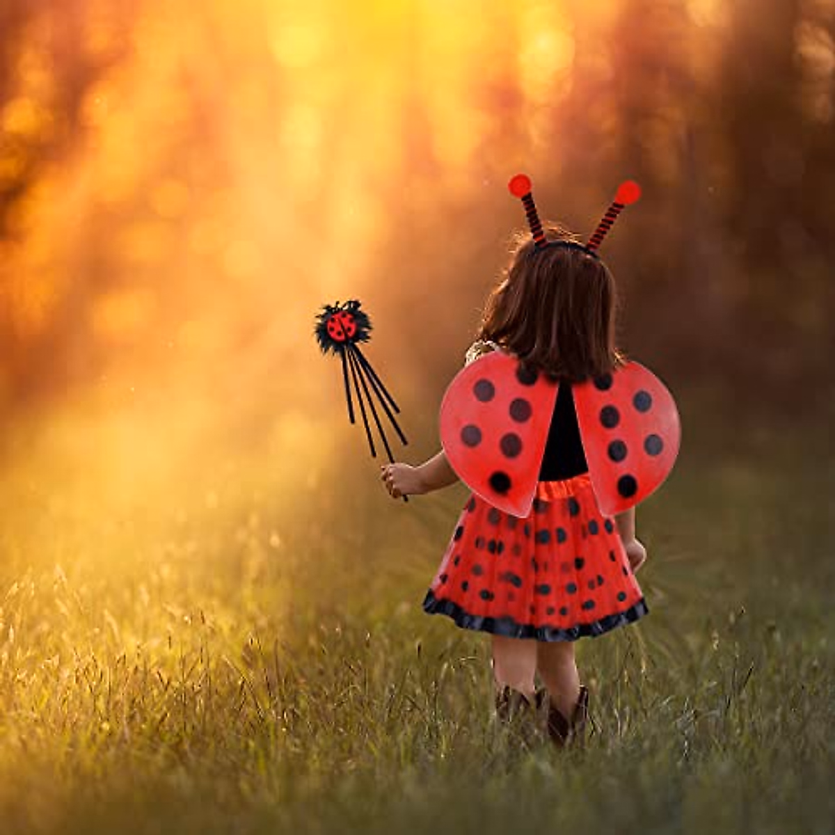 WILDPARTY Girl Ladybug Costume Set with Ladybug Wings, Tutu, Magic Wand, Headband Costume Set LadyBugDress-Suit-A made in China