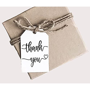 Thank You Tags with String, Pack of 50 Thank You Gift Tags with 10 Meter Jute Twine String
