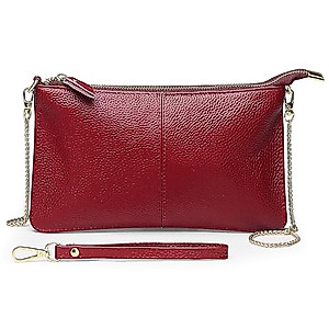 Uromee Wristlet Wallet Clutch Purses for Women Genuine Leather Crossbody Bag Handbag with Detachable Shoulder Chain