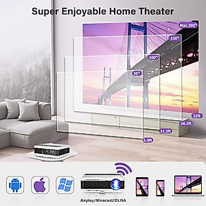 WiFi Projector for iPhone,CAIWEI 1080P Full HD Projector,8000Lumen Android Bluetooth Projector with Digital Zoom&4D Keystone,Smart Movie Projector Compatible with PS5/PC/DVD/TV Stick/Xbox//HDMI/USB