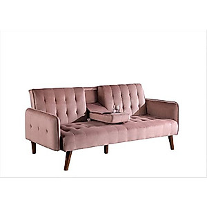 US Pride Furniture Charming Convertible Sofa Sofabed, Rose