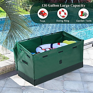 Fiveshow 130 Gallon Waterproof Deck Box, Portable Outdoor PVC Storage Box for All Weather, Perfect for Camping Boat Garden Poolside Yard, Green