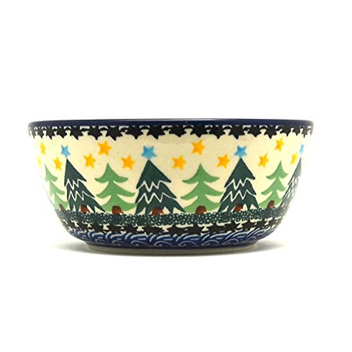 Polish Pottery Bowl - Ice Cream/Dessert - Christmas Trees