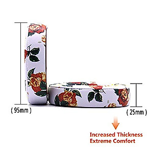 Studio 3 Ear Pads Replacement Ear Pads Protein PU Leather Ear Cushion Compatible with Studio 2.0 Studio 3 B0500 Wired Wireless Over-Ear Headphones (Not fit Solo2/3) (Floral White)