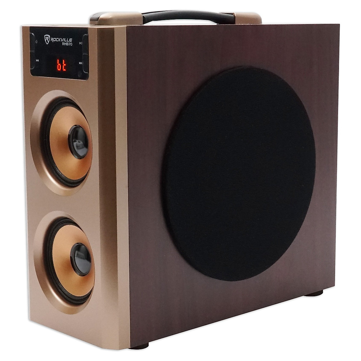 Rockville RHB70 Home Theater Compact Powered Speaker System w Bluetooth/USB/FM, Cherry Wood