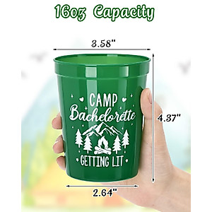 Nefelibata Camp Bachelorette Party Plastic Cups 12PCS Camping Stadium Cups Getting Hitched Bridal Shower Party Favors Decorations Reusable Party Cups Supplies 16OZ