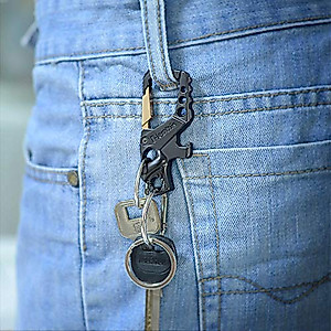Hephis Heavy Duty Key Chain Bottle Opener,Carabiner Car Key Chains for Men and Women(Black and Gold)