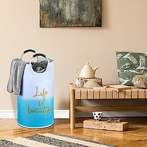 Erimaki 147L XL Foldable Laundry Basket With Handle, Waterproof Extra Large Collapsible Laundry Hamper, Freestanding Big Tall Baskets For Kids Boys Clothes In Bedroom Bathroom, Blue