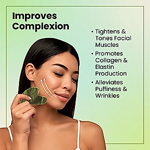Lindo Jade Gua Sha Duo - Facial GuaSha Contour Massager Tool, 100% Natural Jade Stone, Quality Beauty Face Tool, Lifting, Sculpting and Contouring Face and Body, Anti-Aging Skincare, 2 Pack