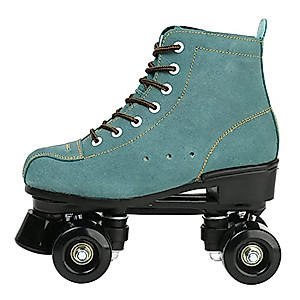 Roller Skates for Women Men High-top Roller Skates Four Wheels Roller Skates Shiny Roller Skates for Girls Boys with Shoes Bag (Blue,40)