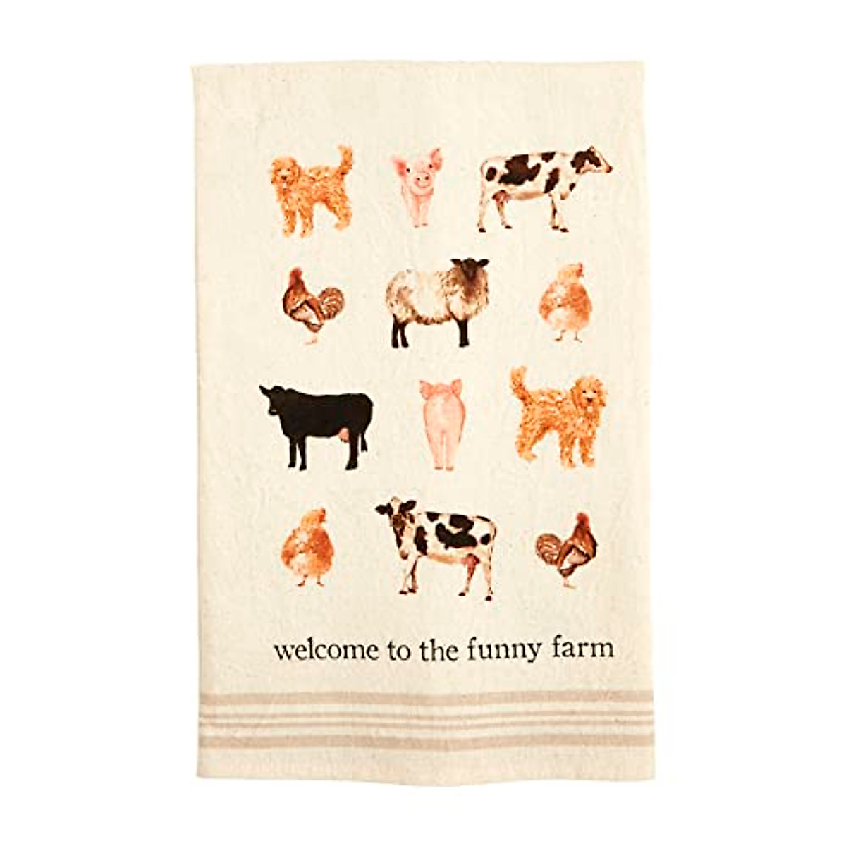 Mud Pie Welcome Farm Animal Towel, 26" x 16 1/2"