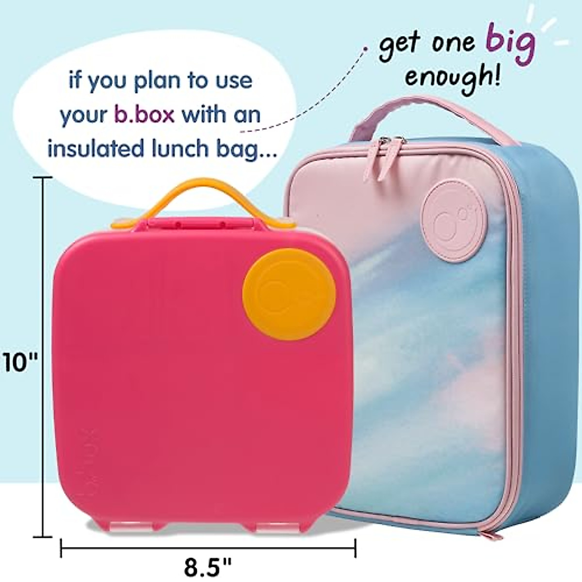 b.box Oversized Lunch Box for Kids: Bento Box w/ 4 Compartments (2 Leak Proof), Removable Divider & Gel Pack. Ideal for Big Eaters 3+. School Supplies, 8½ Cup Capacity