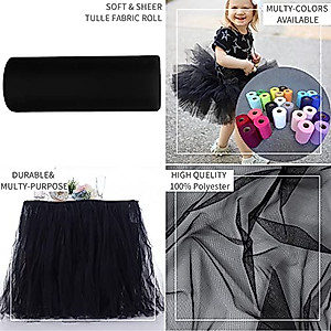 IONTACH Black Tulle Fabric Rolls 54 Inch by 40 Yards Fabric Tulle Bolt for Wedding Decorations DIY Black Tutu Baby Shower Table Skirt Ceiling Decor Birthday Party Craft Supplies
