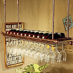 Assembly Wine Rack Wine Rack Creative Simplicity Wall Hanging Wine Cabinet Creative Simplicity Wall Shelf Wrought Iron Wood Bar Restaurant Wine Lattice Home Wine Rack J1030, PIBM, Bronze, 80 * 30cm