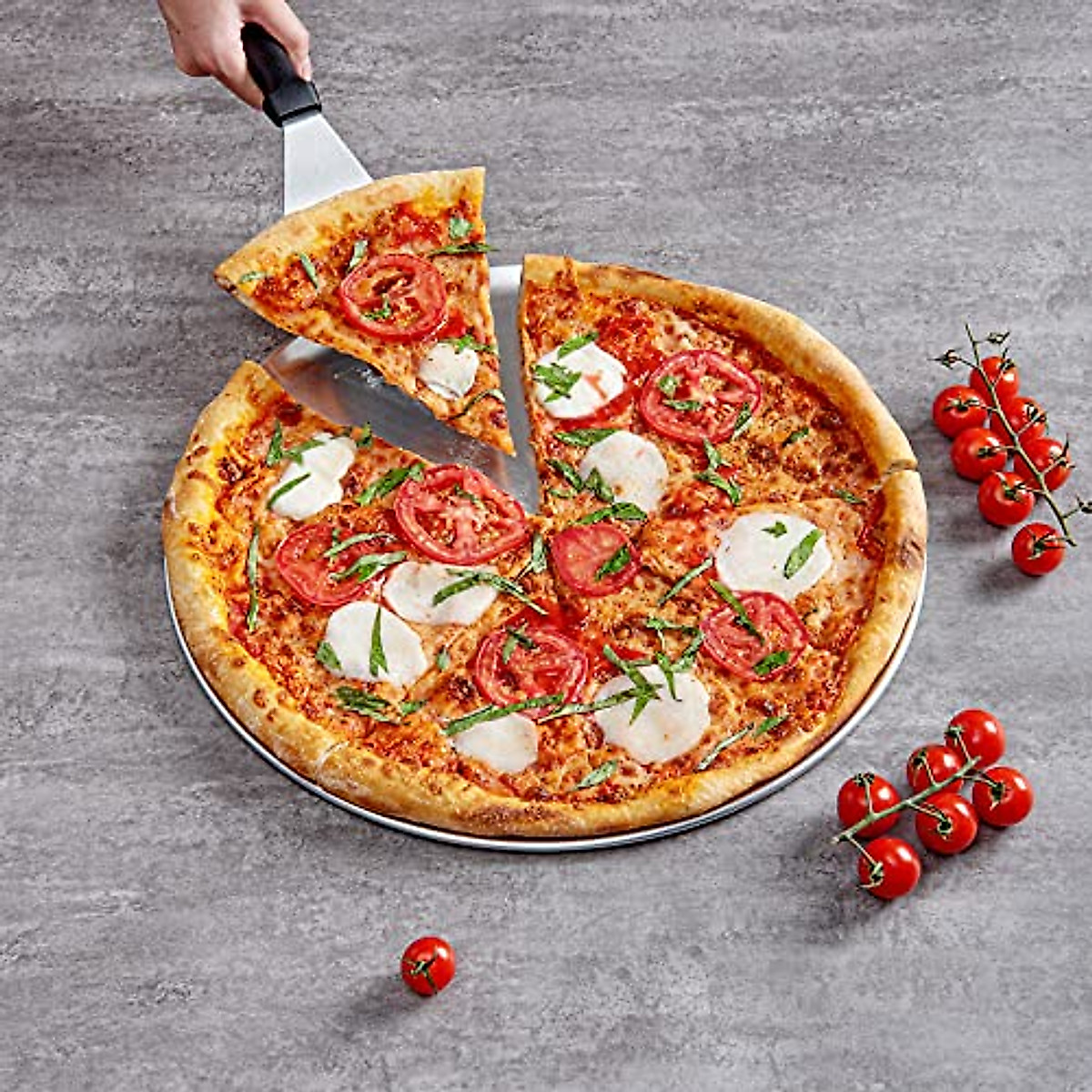 Restaurantware Met Lux 16 Inch Commercial Pizza Pan 1 Coupe Style Pizza Cooking Tray - Heavy-Duty 18-Gauge Aluminum Round Baking Tray Oven-Baking For Pizzas & More