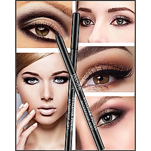 LYSdefeu 2Pcs Black Waterproof Smudge-proof Gel Eyeliner Pencil, Fade-Proof Eye Liner Pencil Soft Smooth Easy-to-Sharpen Pencil for Women Cat Eye/Smoky Eye Makeup with Pencil Sharpener