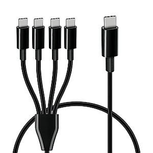 GELRHONR Short USB C Multi Charging Cable,USB C Male to 4 Type-C Male Charge Cable,4 in 1 Charging Cord Compatible with Mobile/Android and More (Black-0.5m-4 USB C)