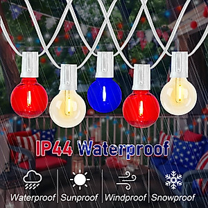 25Ft G40 Outdoor Clear Globe String Lights, Connectable Waterproof Edison String Lights for Outside Backyard Wedding Patio Bistro Party Decoration, 5W, E12 Base, Black Wire