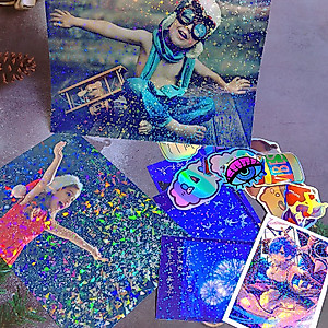 25 Sheets A4 Size (8.25”x11.7“）Holographic Sticker 5 Styles Mixed Clear Adhesive Laminted Film Holographic Overlay No need Machine