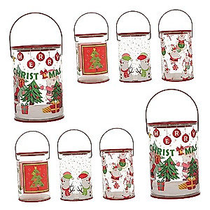 NOLITOY 8pcs Portable Cylinder Christmas Cookie Tins Coffee Bean Canister Christmas Decoration Christmas Cookie Jars Sealed Container Xmas Tinplate Lid Food Holder Baby Pastry Pvc Storage