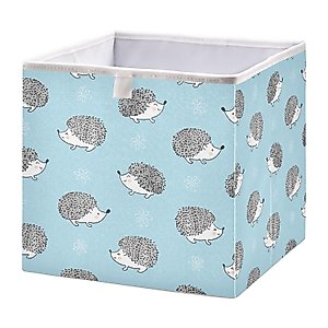Emelivor Cute Hedgehogs Cube Storage Bin Fabric Storage Cubes Foldable Storage Box Large Closet Organizers Baskets Containers for Shelves Closet Living Room Cloth Decorative,11 x 11inch
