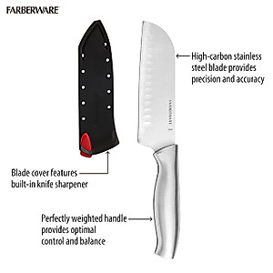 Farberware Edgekeeper Self-Sharpening Santoku Knife, 5-Inch, Stainless