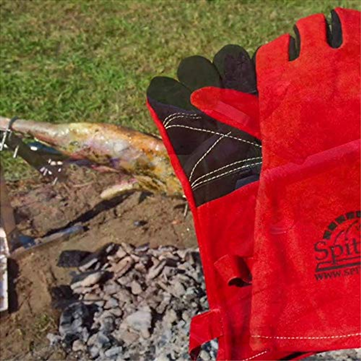 SpitJack Heat Resistant Fire Protection Fireplace Gloves for Grill, Welding, BBQ Cooking, Wood Stove, Oven, and Kitchen