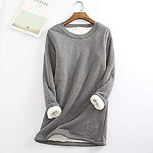 Apendorf Deals Of The Day Today 2023 Fleece Lined Sweatshirt Women Winter Warm Sherpa Lined Pullover Long Sleeve Crewneck Tunic Tops Casual Loungewear My Orders Sudadera Para Mujer