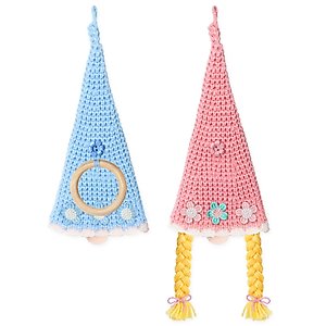 Vansolinne Spring Crochet Towel Toppers Crochet Hanging Towel Holders Spring Gnome Flowers Decorative Kitchen Towel Hangers for Tea Hand Towels Crochet for Easter Mother's Day New Home Gift 2PCS