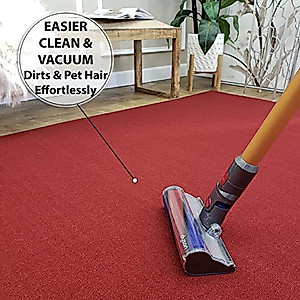 Indoor Doormat Rubber Backed, Solid Red, Non Slip, Kitchen Rugs and Mats