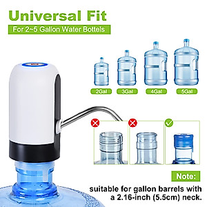 Calogy 5 Gallon Water Dispenser, Electric Drinking Water Pump with Rechargeable, Portable Automatic Water Bottle Pump for Camping Kitchen Home Office - White