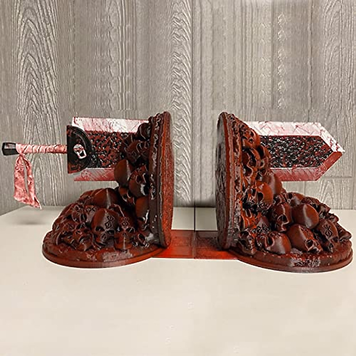 ANTESCORT Berserk Bookends, Dragon Slaying Knife Bookstop, Book Holder for Shelves, Decorative Bookends for Shelves, Dragonslayer Berserk Bookends Skulls Bookends Reading Bookshelf