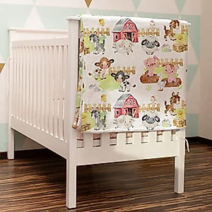 HawSkgFub Farm Animals Barn Neutral Baby Blanket for Boys Girls, Nursery Cow Chicken Pig Sheep Flannel Fleece Swaddle Receiving Blankets, Soft Lightweight Newborn Toddler Infant Kid Crib Bedding 30x40