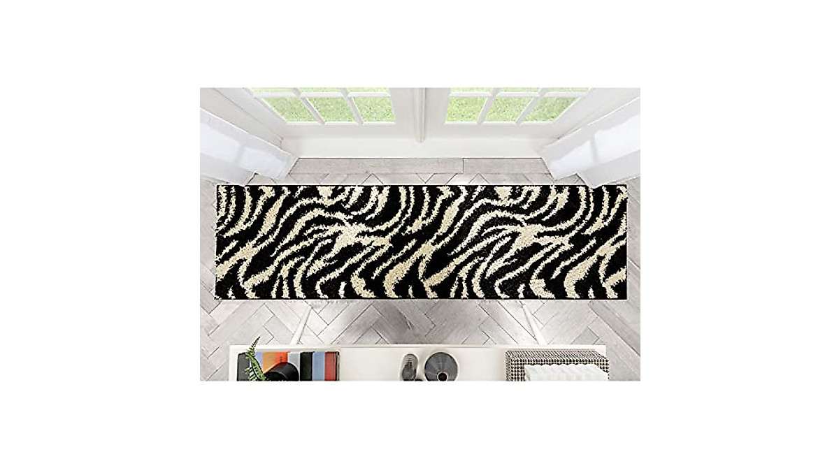 Well Woven Zebra Print Runner Rug – Plush & Easy Care