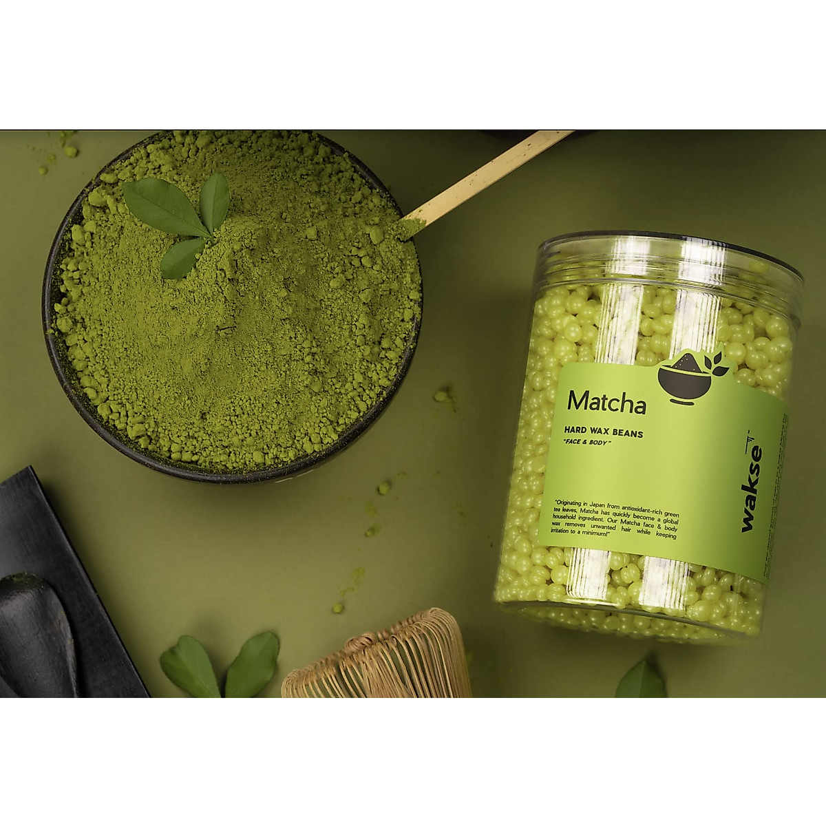 wakse Matcha Hard Wax Beans (12.8oz), 12.8 Ounce